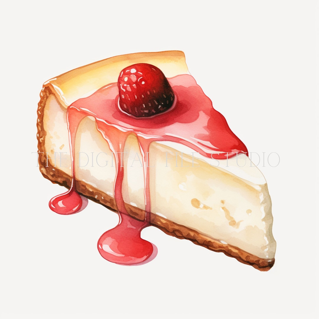 12 Watercolor Cheesecake Clipart PNGJPGPDF Cheesecake Digital Images ...