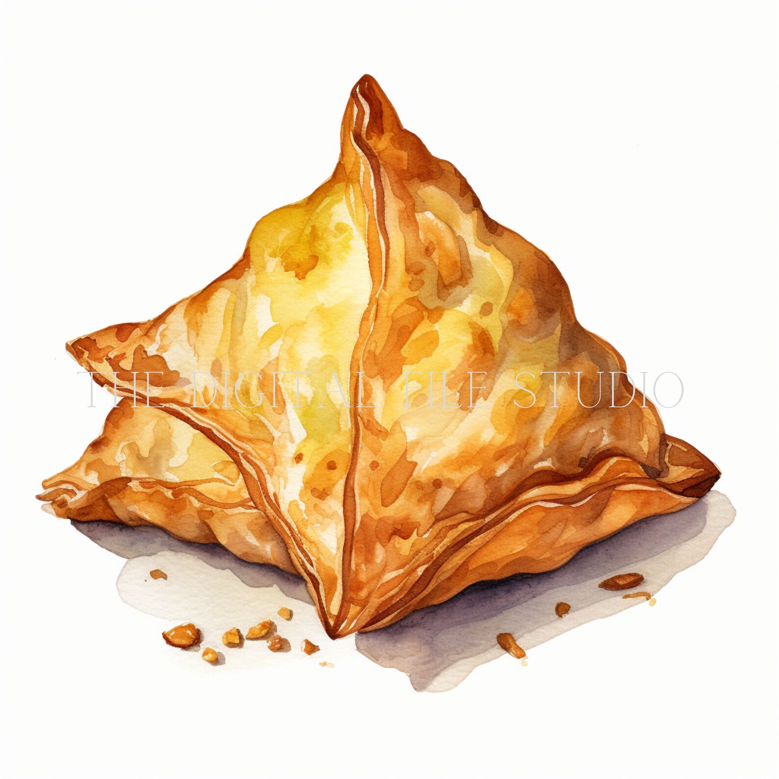 12 Watercolor Samosas Clipart PNGJPGPDF Digital Images Graphics ...