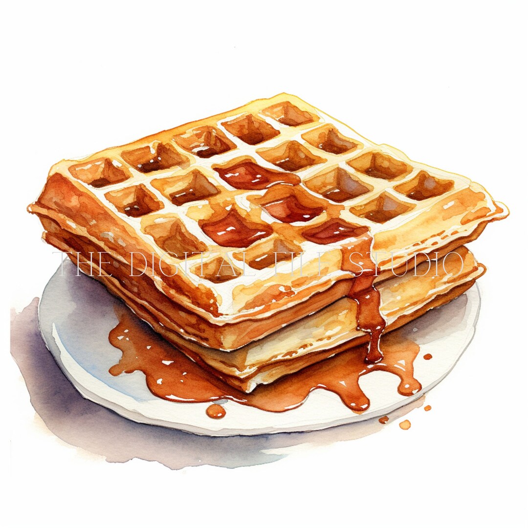 12 Watercolor Waffles Clipart PNGJPGPDF Waffle Digital Images Waffle ...