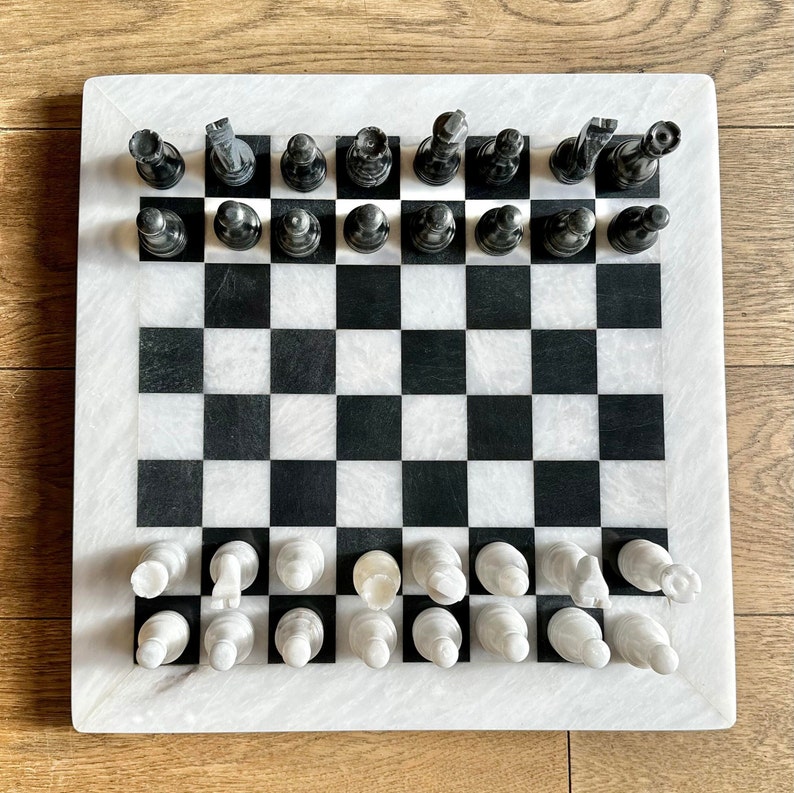 Chess Board Only Color White & Black Onyx 15 Inches With FREE Storage ...