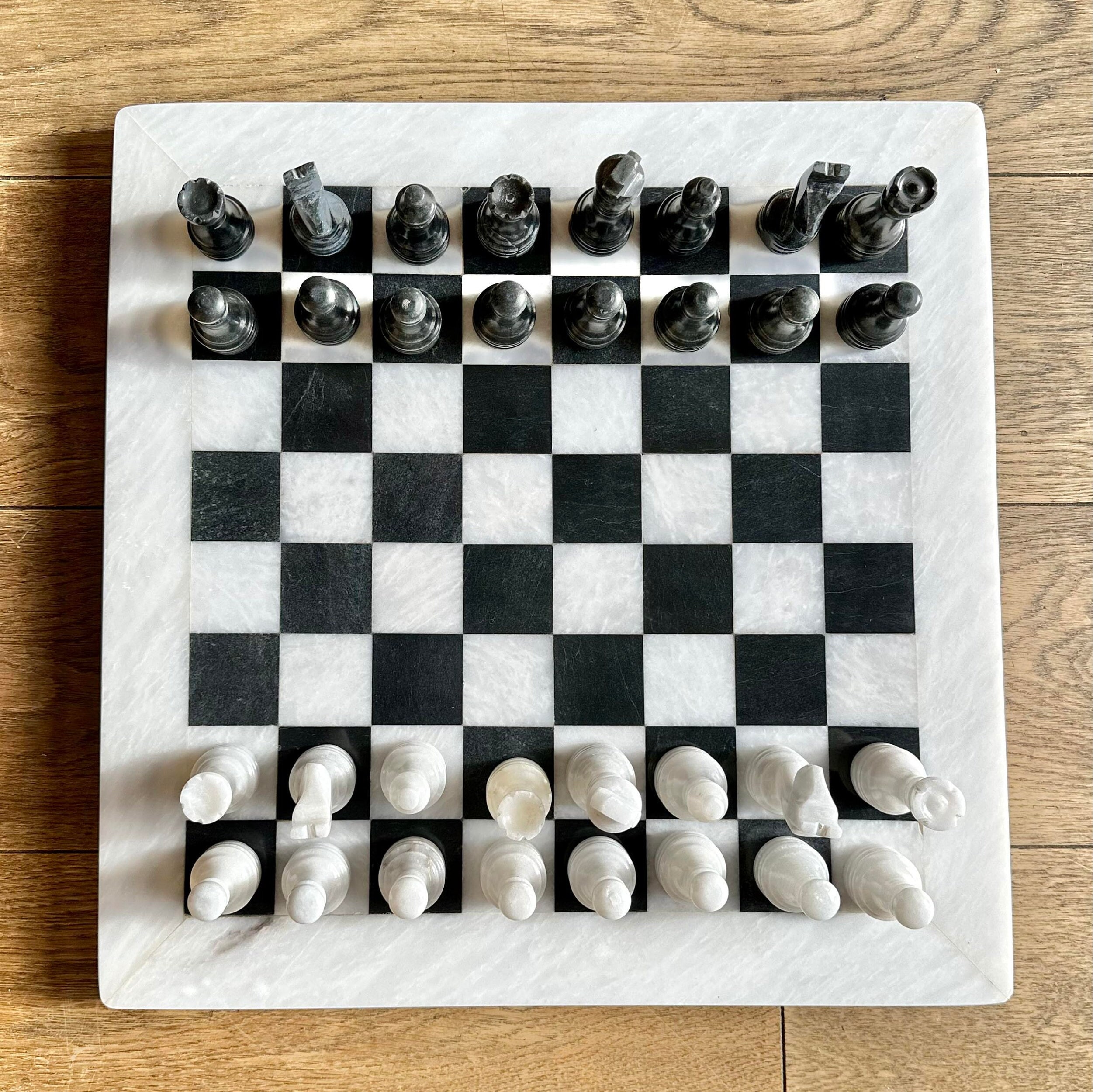 Chess Board Only Color White & Black Onyx 15 Inches With FREE Storage ...