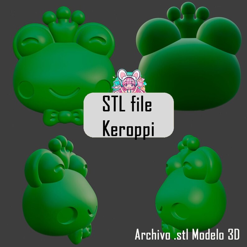 3D Printable Frog Face Cute STL Adorable Kawaii Frog Design Great for ...