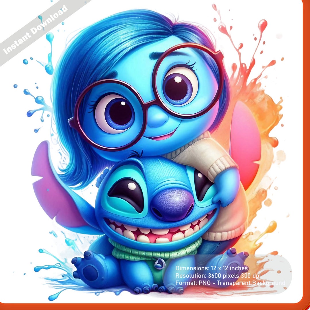 Sadness and Stitch Concept Art Splash Inside Out Watercolor PNG ...