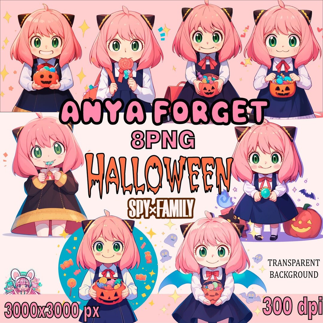 Spy X Family Anya Halloween Digital Art Forget 8 Cute Anya PNG Files ...