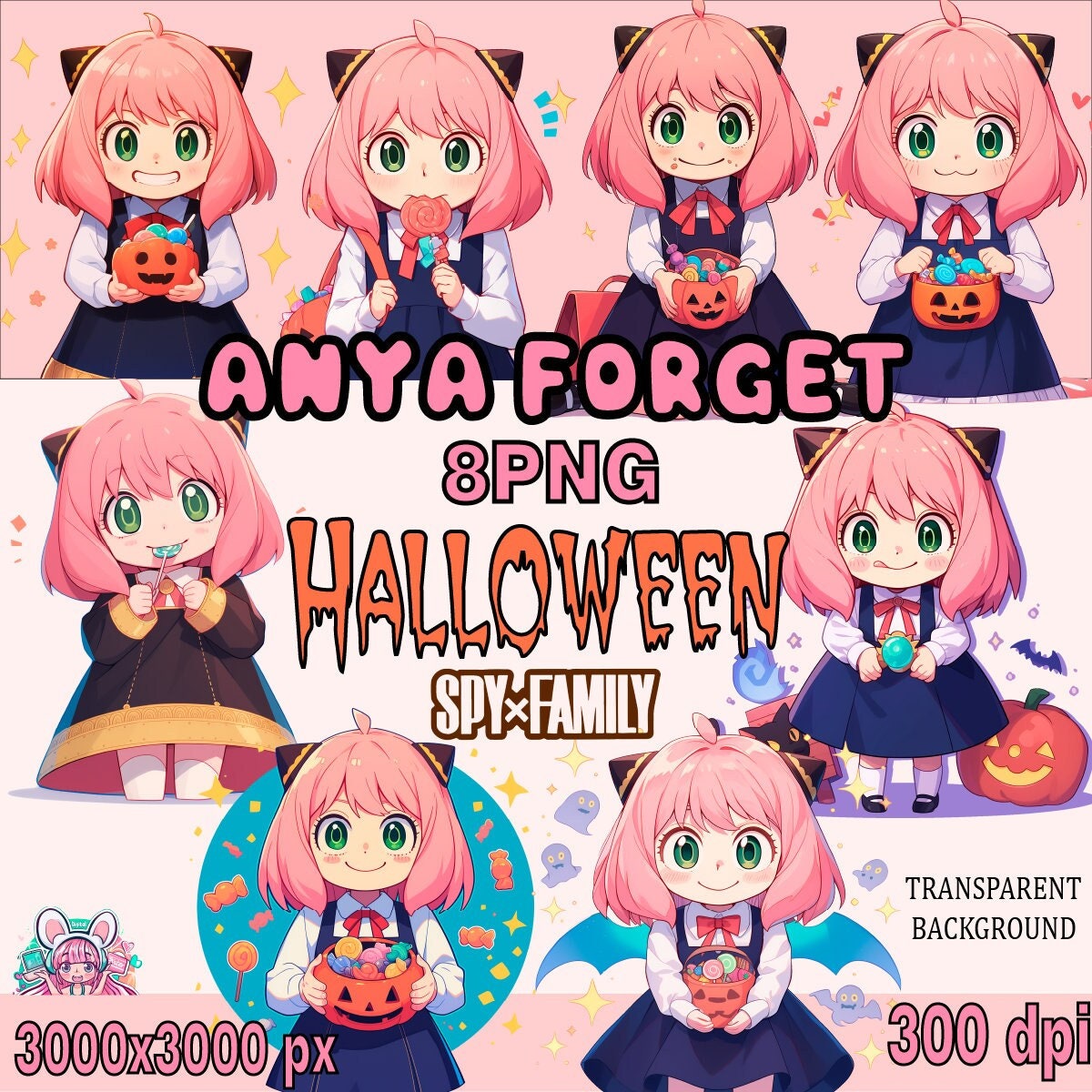 Spy X Family Anya Halloween Digital Art Forget 8 Cute Anya PNG Files ...