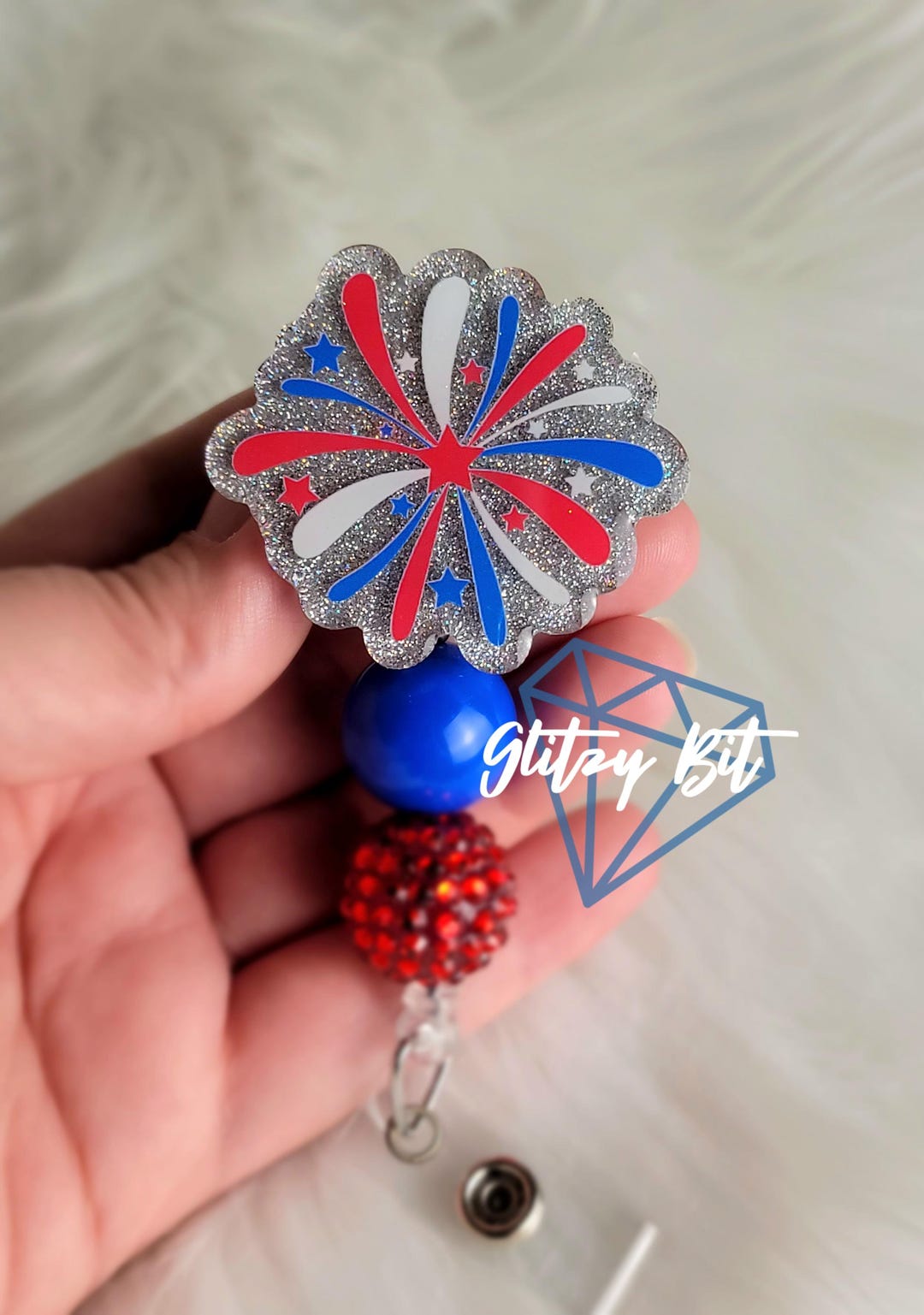 4th of July Patriotic Fireworks Badge Reel - Etsy