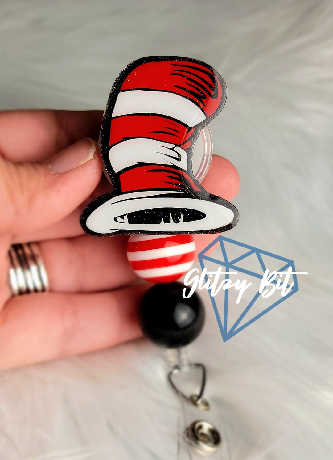 Dr. Suess Cat in the Hat Badge Reel - Etsy