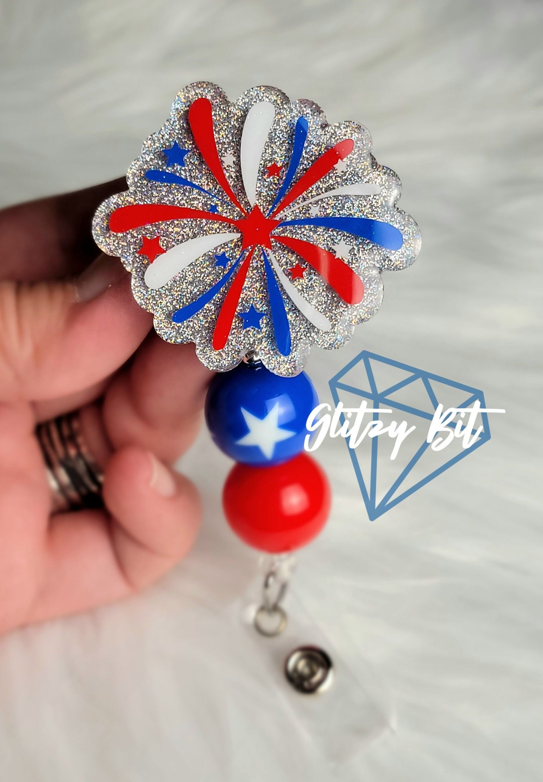 4th of July Patriotic Fireworks Badge Reel - Etsy
