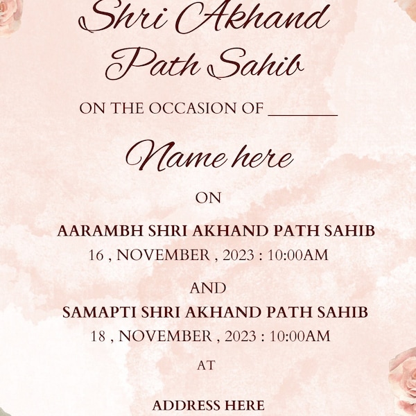 Akhand Path Invitation - Etsy