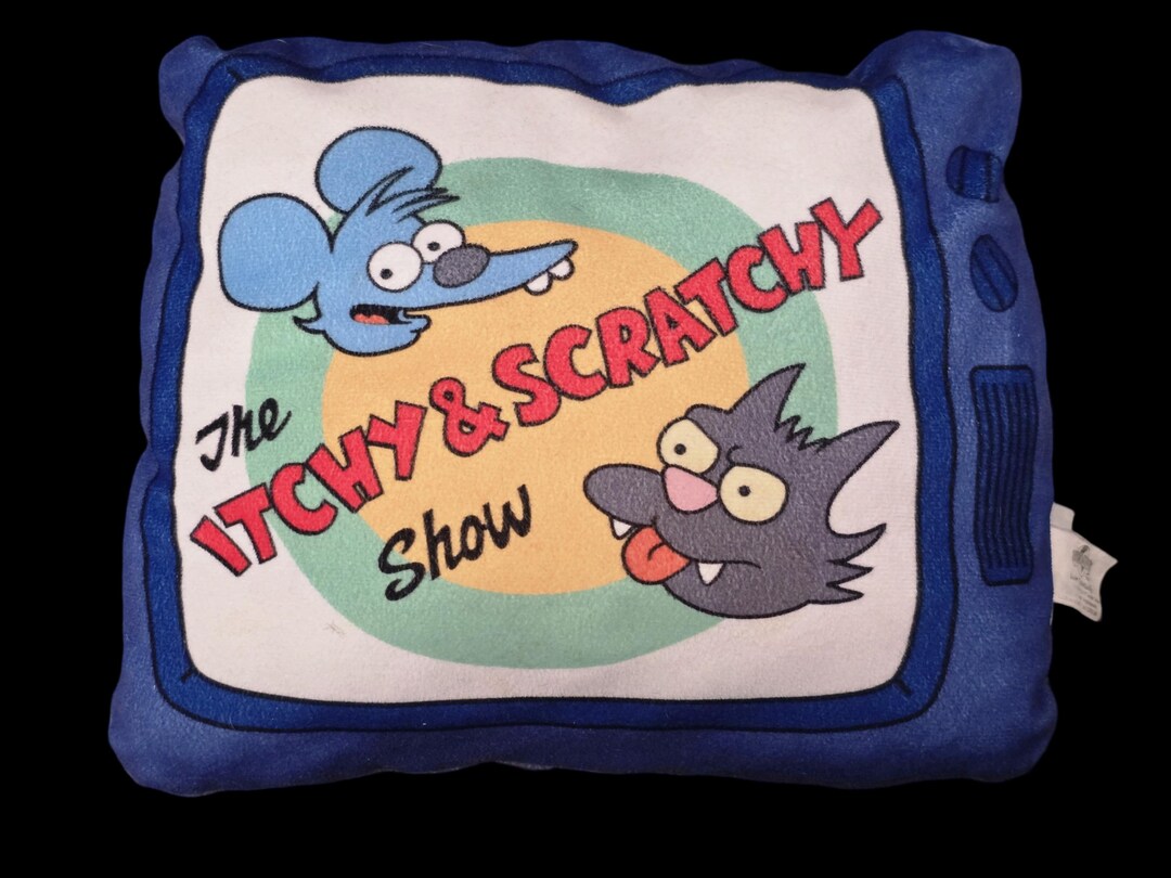 Simpson's the Itchy & Scratchy Show Plush Blue Pillow 11" Universal ...
