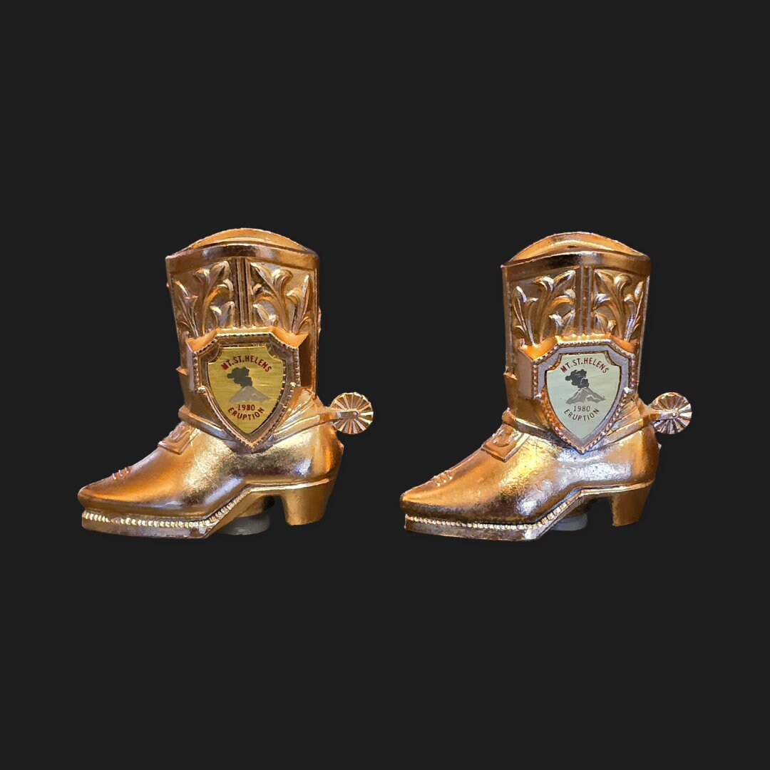 Mt St Helen's Eruption Salt & Pepper Shakers Western Decor Cowboy Boots ...