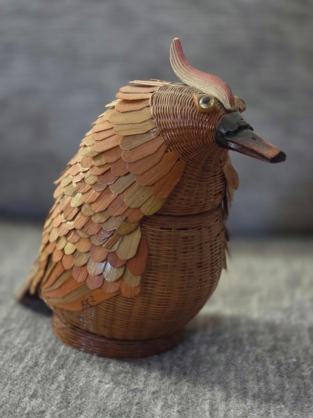 Shanghai Asian Style Wicker Reed Bird Lidded Box Container 7 3/4 ...