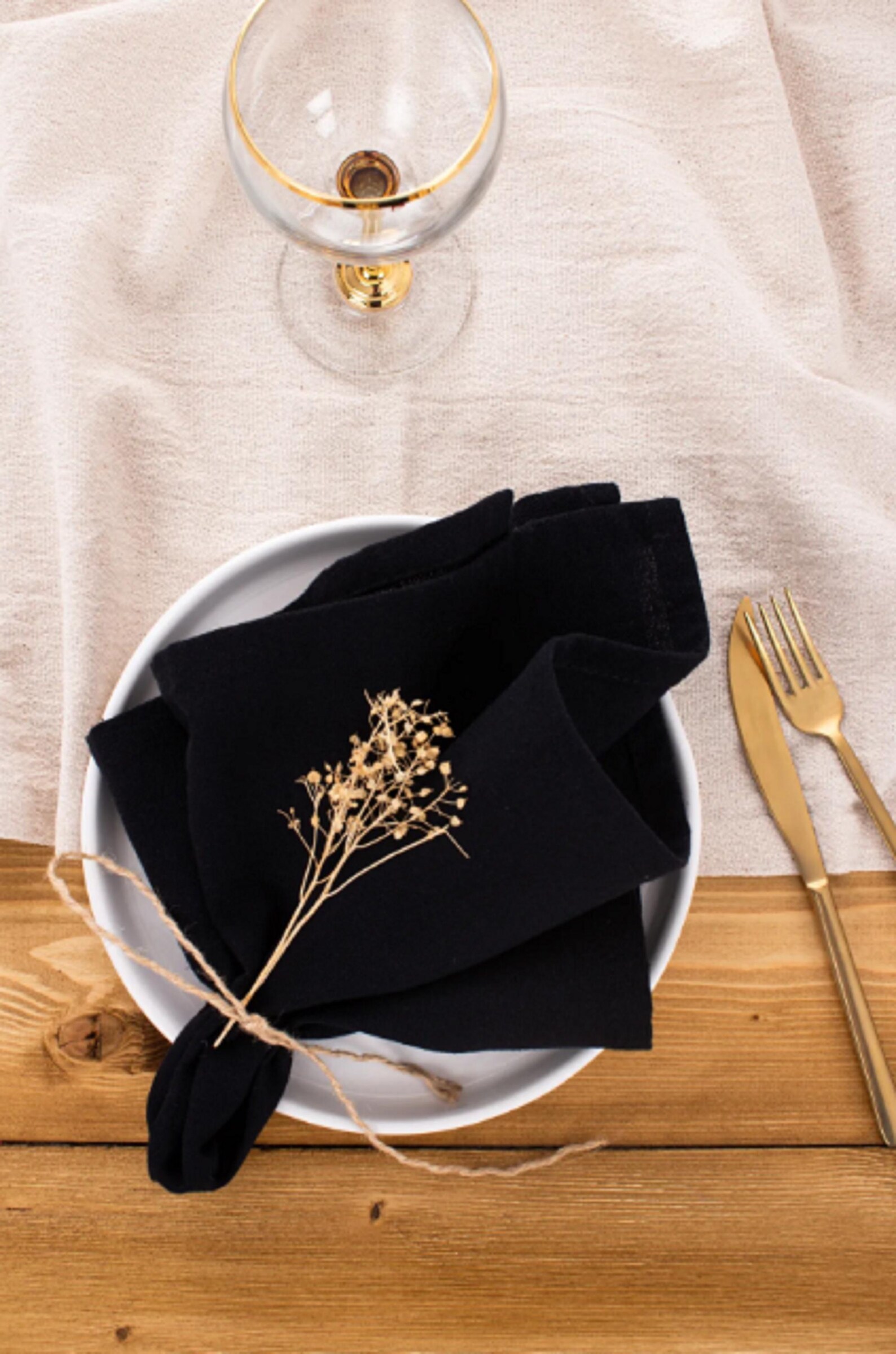BLACK Napkin, Black Wedding Table Napkins, Black Linen Napkins, Dinner ...