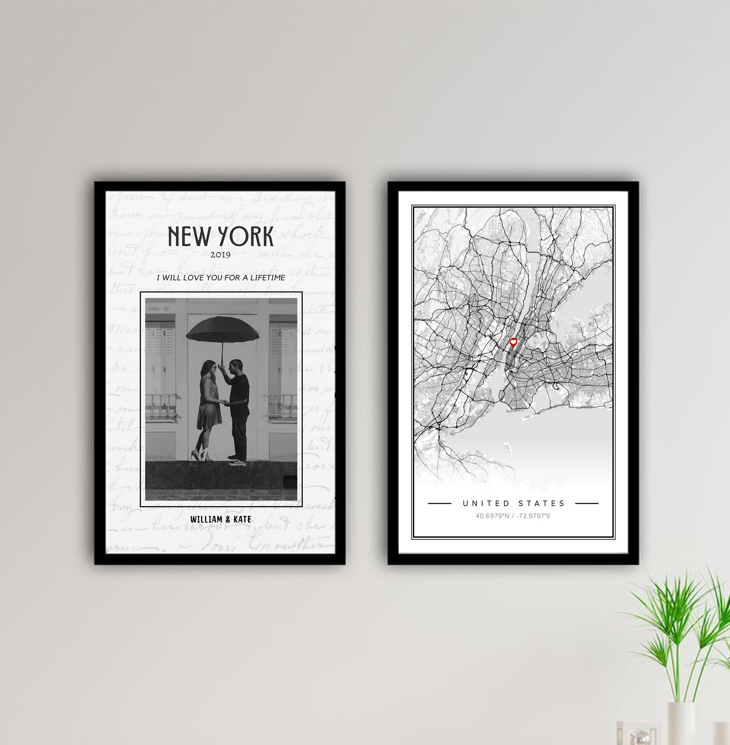 Wood Frame Your Map, Where It All Began, Custom City Map, Personalized ...