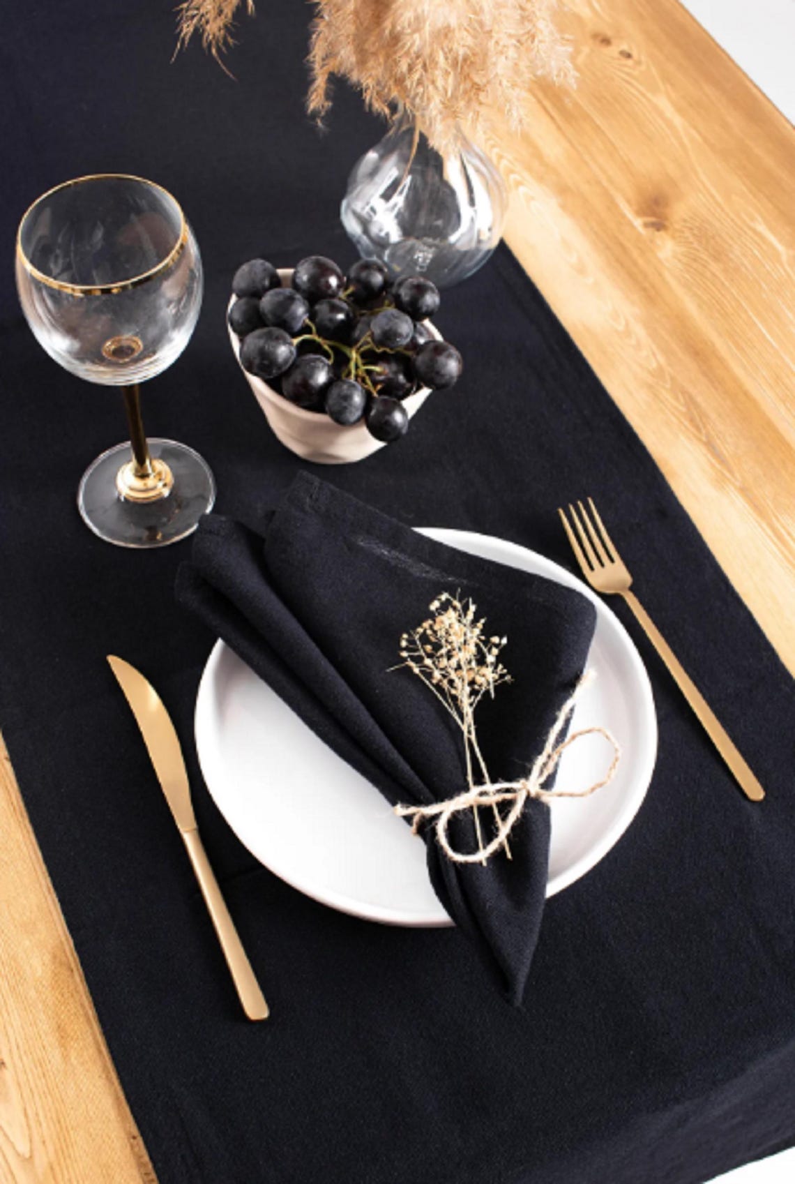 BLACK Napkin, Black Wedding Table Napkins, Black Linen Napkins, Dinner ...