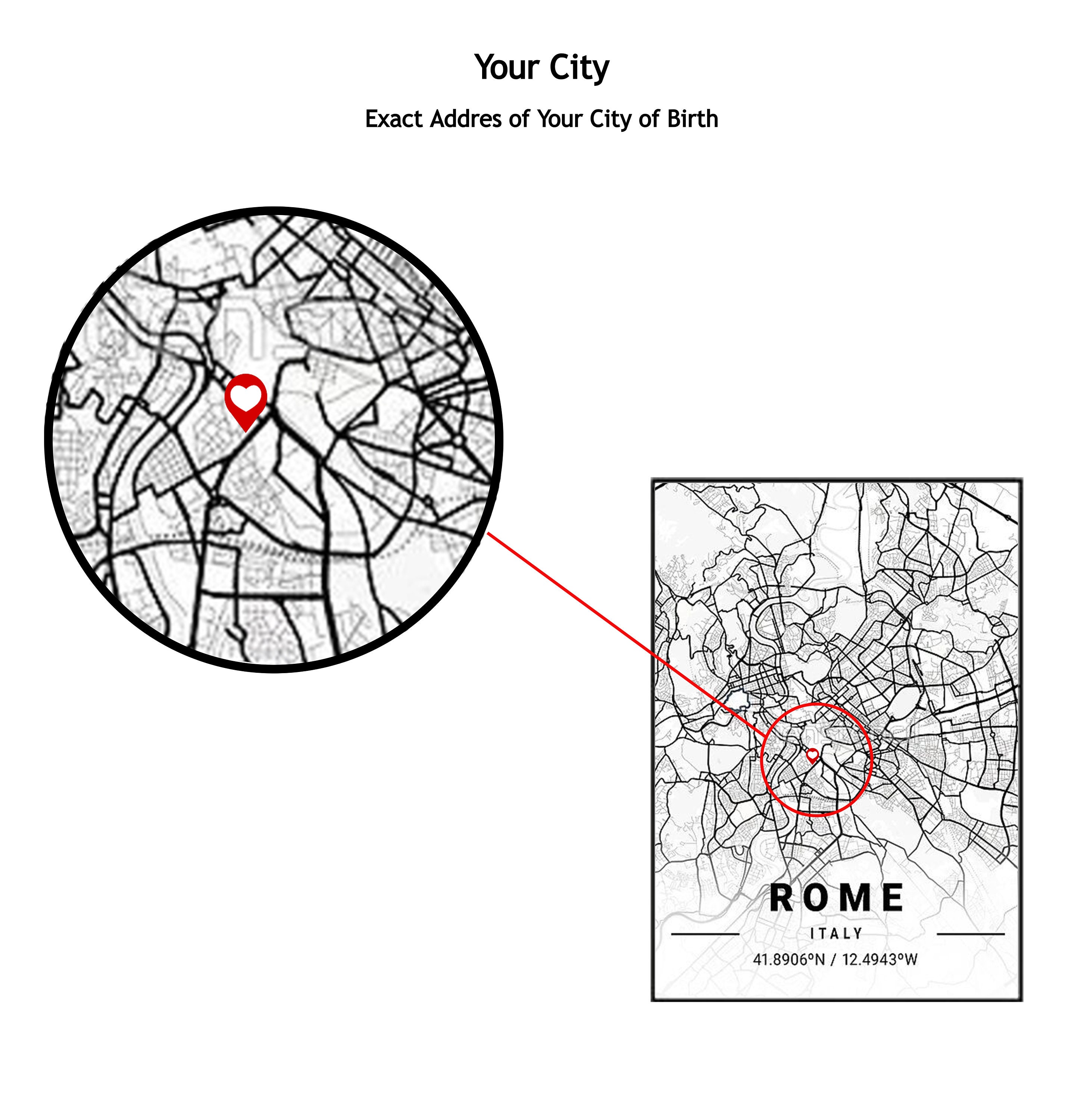 Personalised Birth Chart Print, My City of Birth, Custom Astrology ...