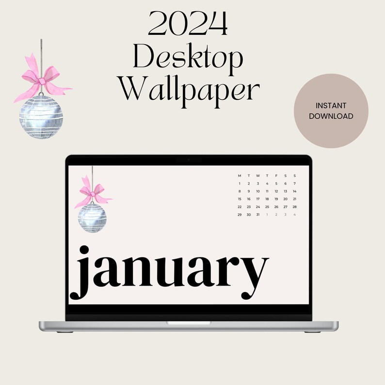 2024 Desktop Calendar Wallpaper Disco Ball Trendy Mac & Windows ...
