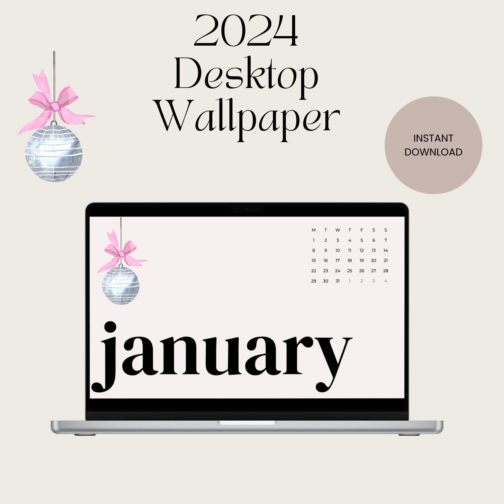 2024 Desktop Calendar Wallpaper Disco Ball Trendy Mac & Windows ...