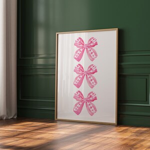Balletcore Wall Art, Coquette Room Decor, Watercolor Pink Bow Print ...