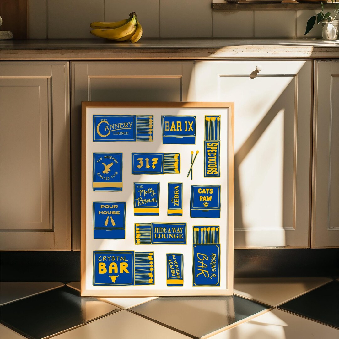 Montana State ROYAL BLUE Matchbox Print, Trendy Art Download, Retro Art ...