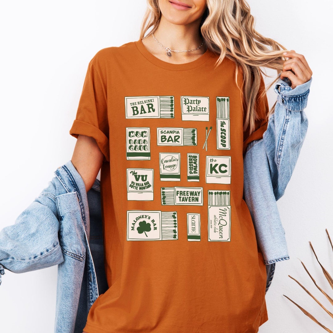 Butte Montana Classic Bars T-shirt - Vintage Matchbook Designs, Montana ...