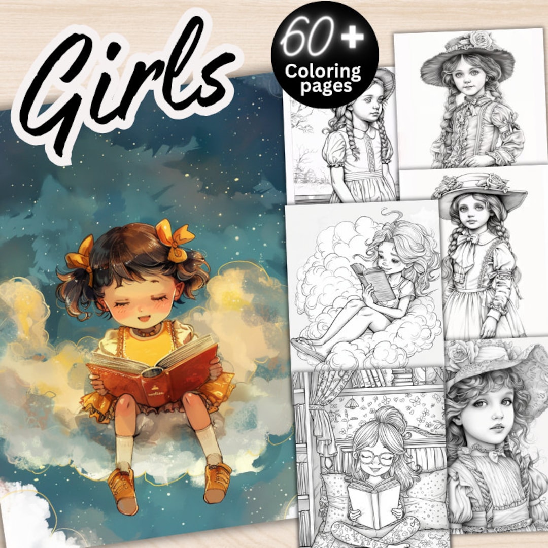 Artist Girl Coloring Book, Bookworm Girl Coloring Book, Victorian Girl ...