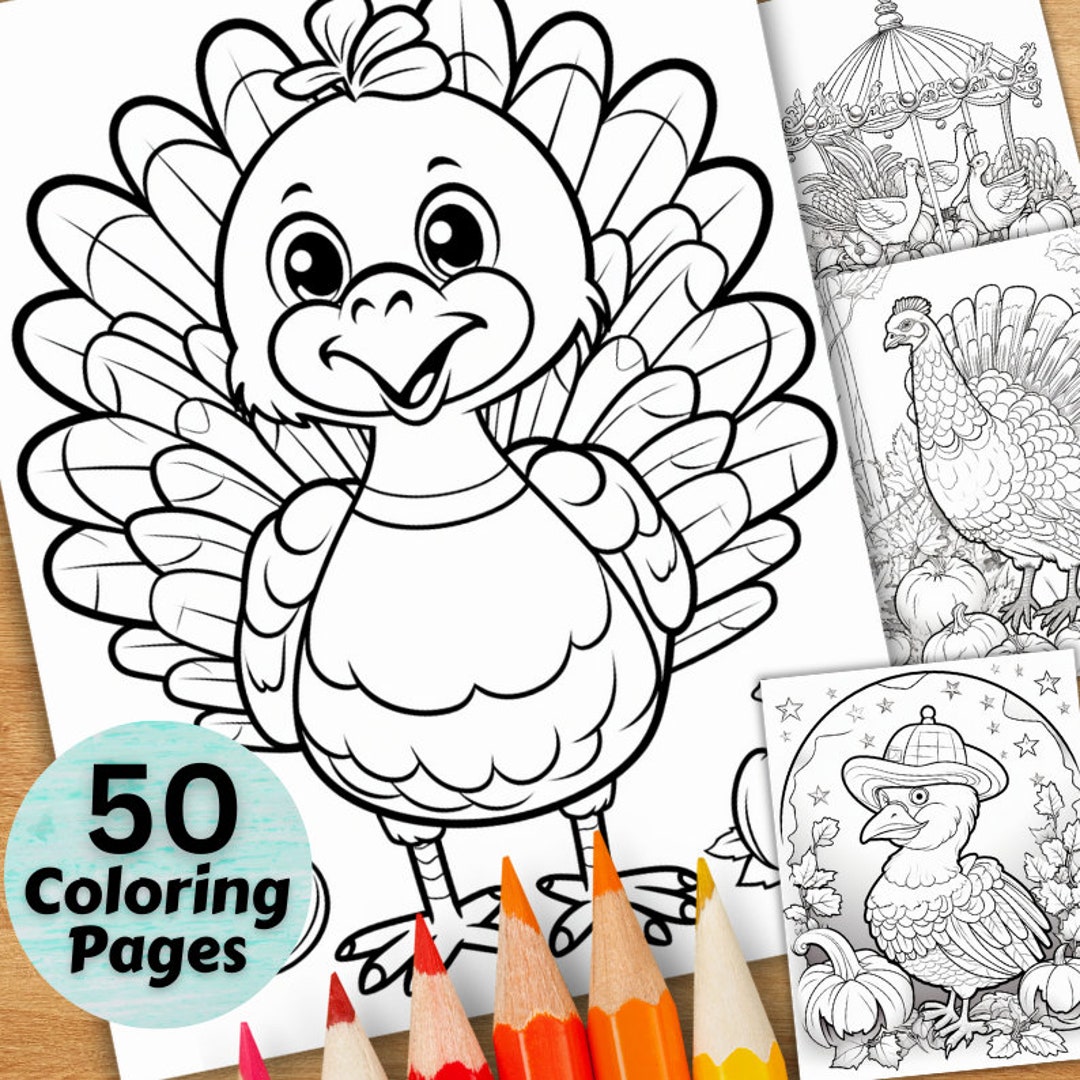 Thanksgiving Turkey Coloring Pages for Kids, Cute Turkey Coloring Page ...