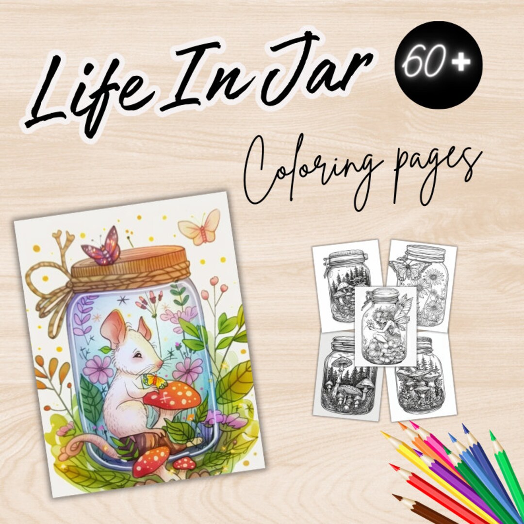 60 Life Inside Jar Cute Coloring Book, Life Inside Jar Colouring Pages ...