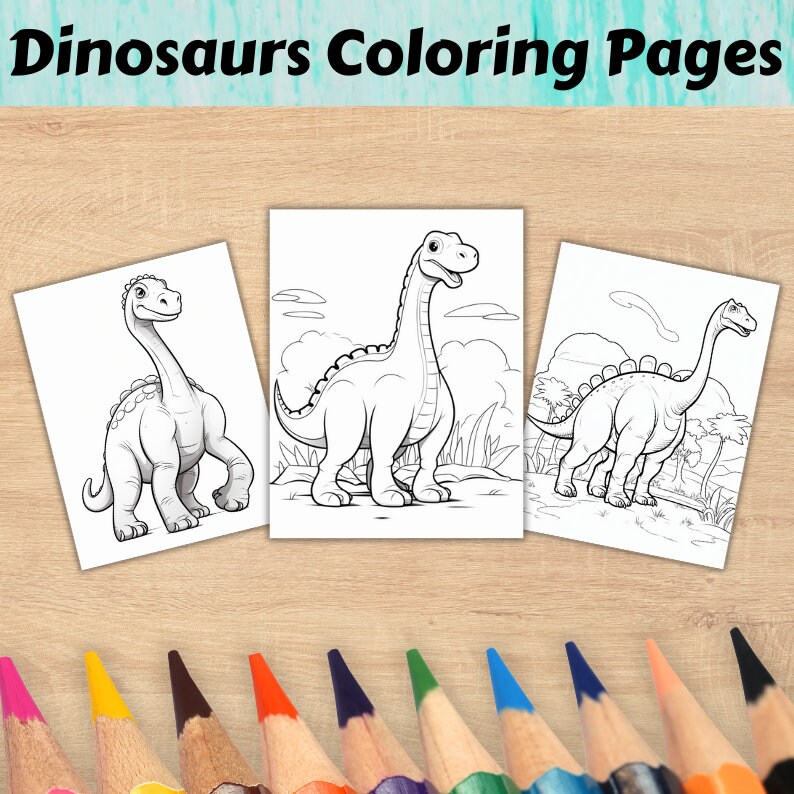 Cute Dino Colouring Pages for Kids, Cute Baby Dinosaurs, Dinosaur ...