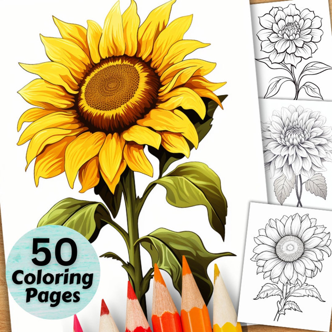 Flower Coloring Pages, Adult Flower Coloring, Printable Flower Coloring ...
