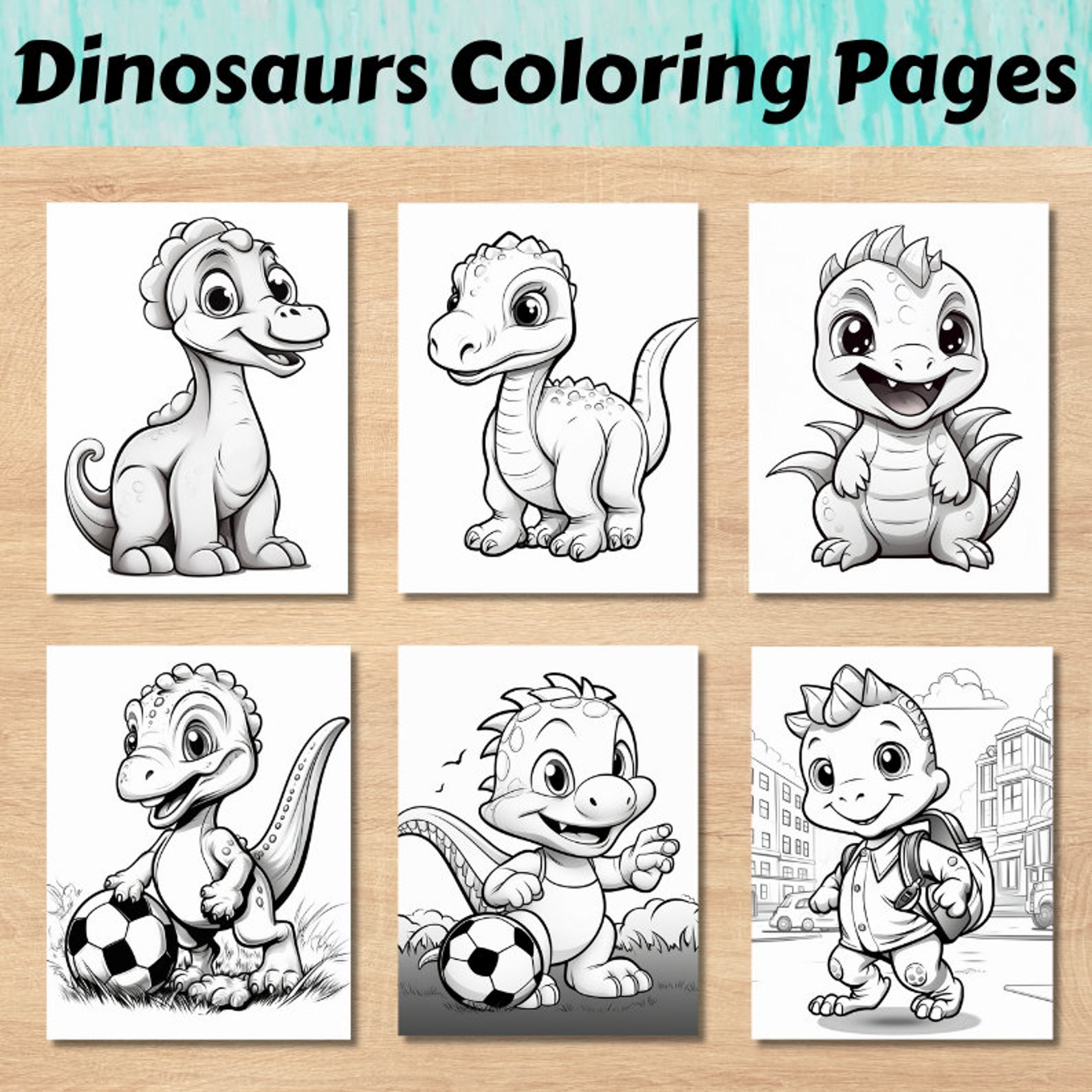 Cute Dino Colouring Pages for Kids, Cute Baby Dinosaurs, Dinosaur ...