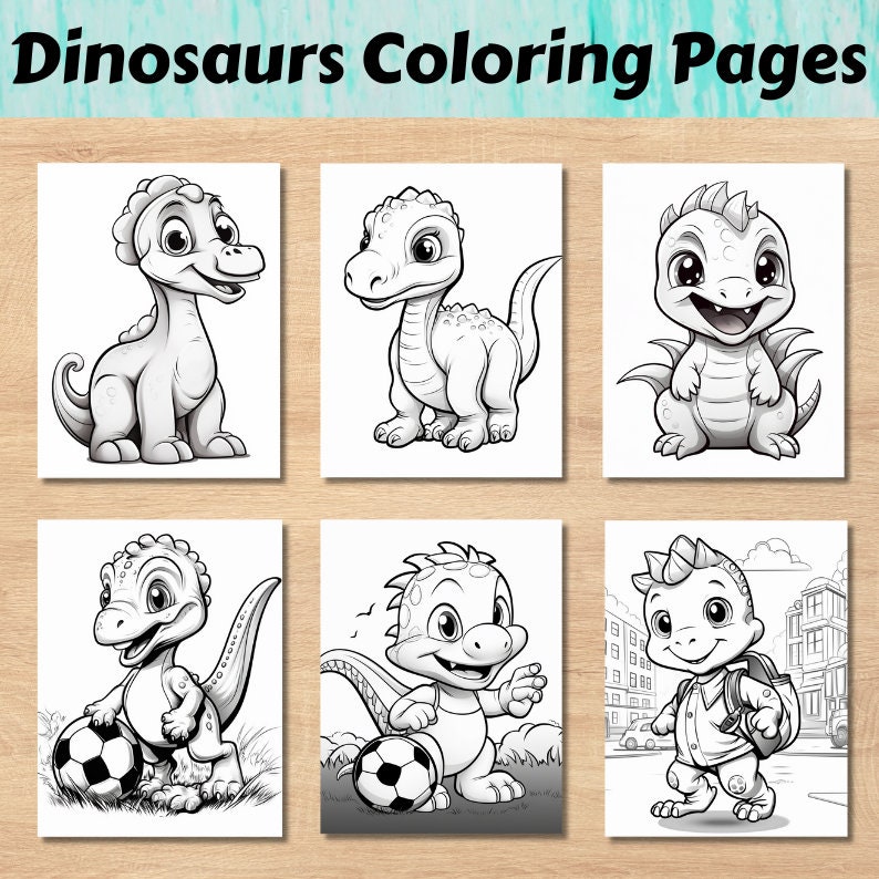 Cute Dino Colouring Pages for Kids, Cute Baby Dinosaurs, Dinosaur ...