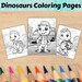 Cute Dino Colouring Pages for Kids, Cute Baby Dinosaurs, Dinosaur ...