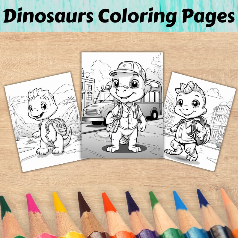 Cute Dino Colouring Pages for Kids, Cute Baby Dinosaurs, Dinosaur ...