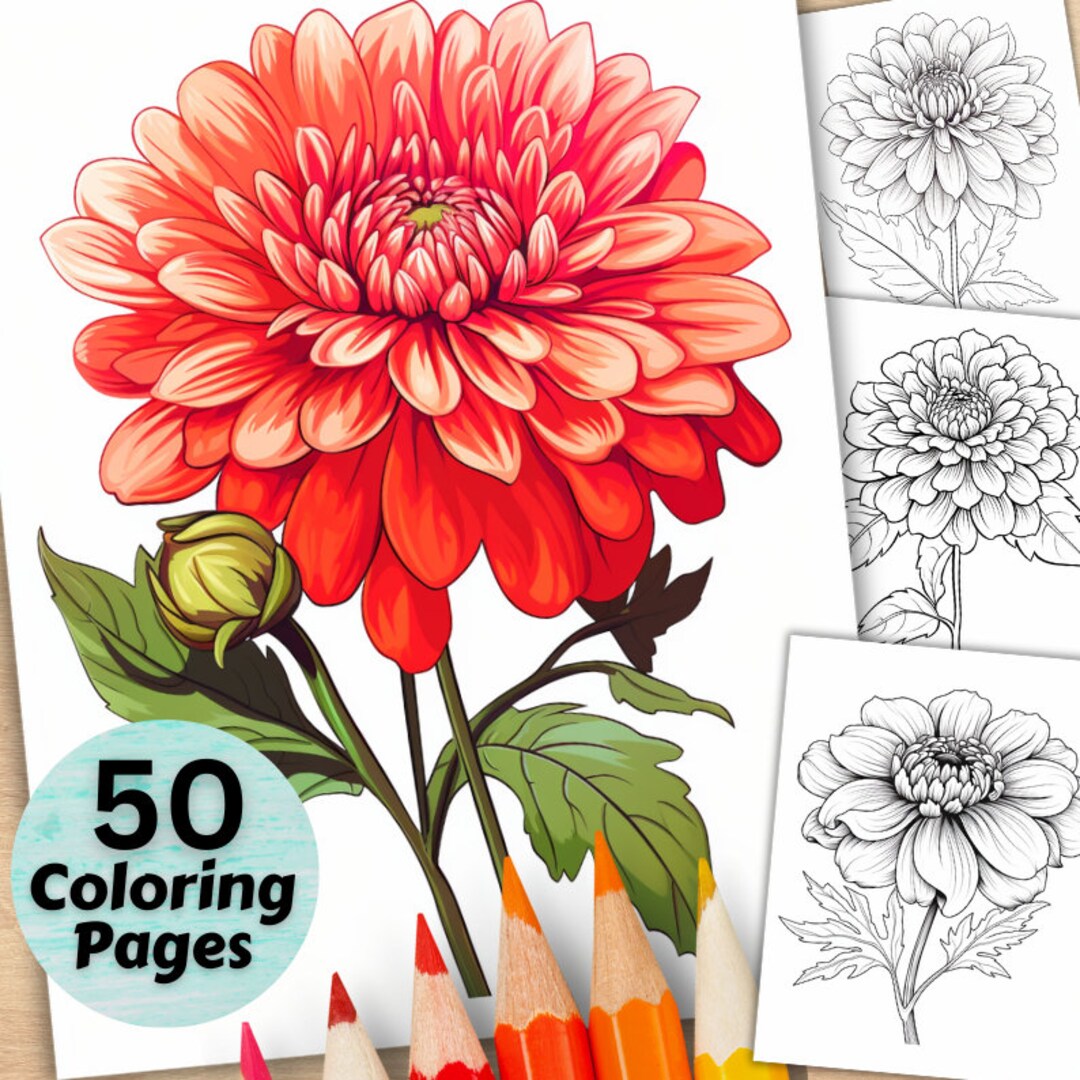 Flower Coloring Pages, Adult Flower Coloring, Printable Flower Coloring ...