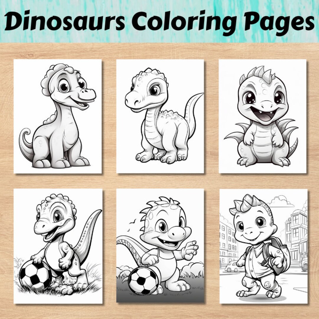 Cute Dino Colouring Pages for Kids, Dinosaur Printables, Dinosaur ...