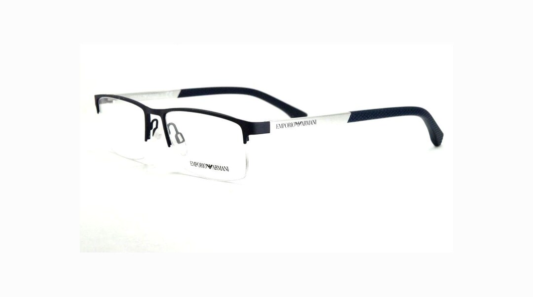 Emporio Armani EA 1041 3131 Eyeglasses Blue Rubber / Silver Frame 55 Mm ...