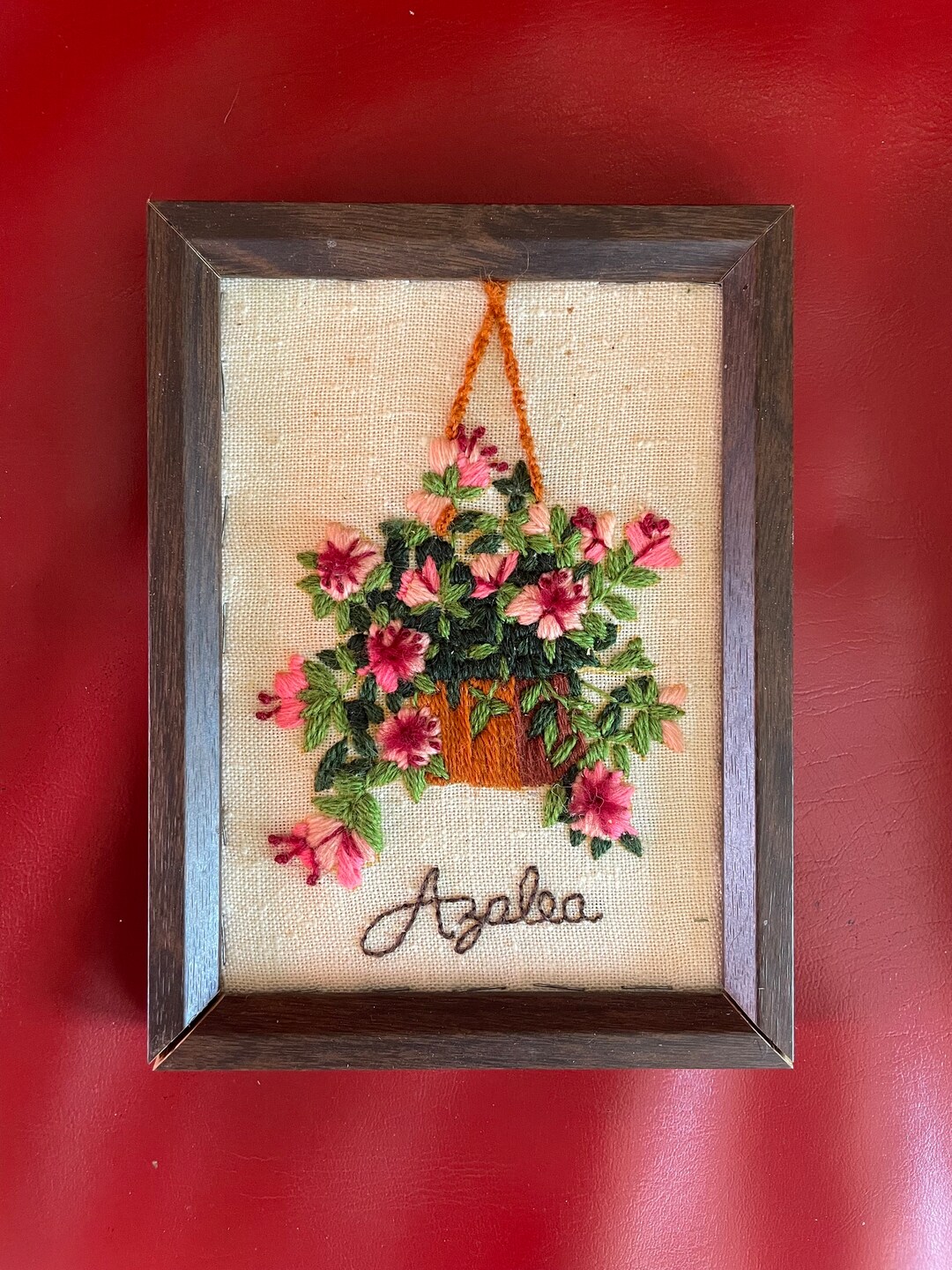 Vintage “azalea” Crewel Embroidery - Etsy