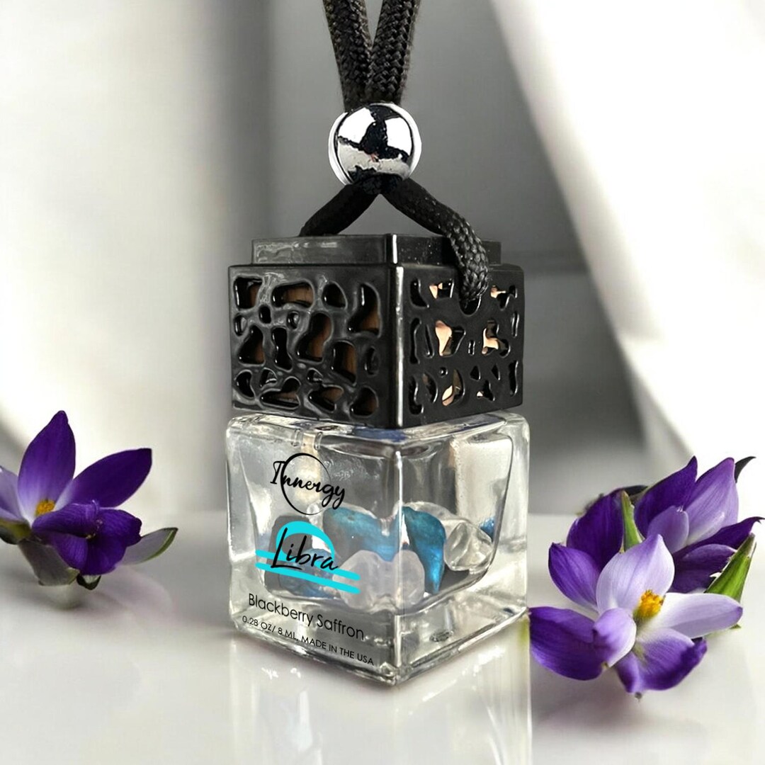 Libra Zodiac Crystal-enhanced Oil Diffuser, Hanging Car Air Freshener, Blackberry Saffron Scent ...