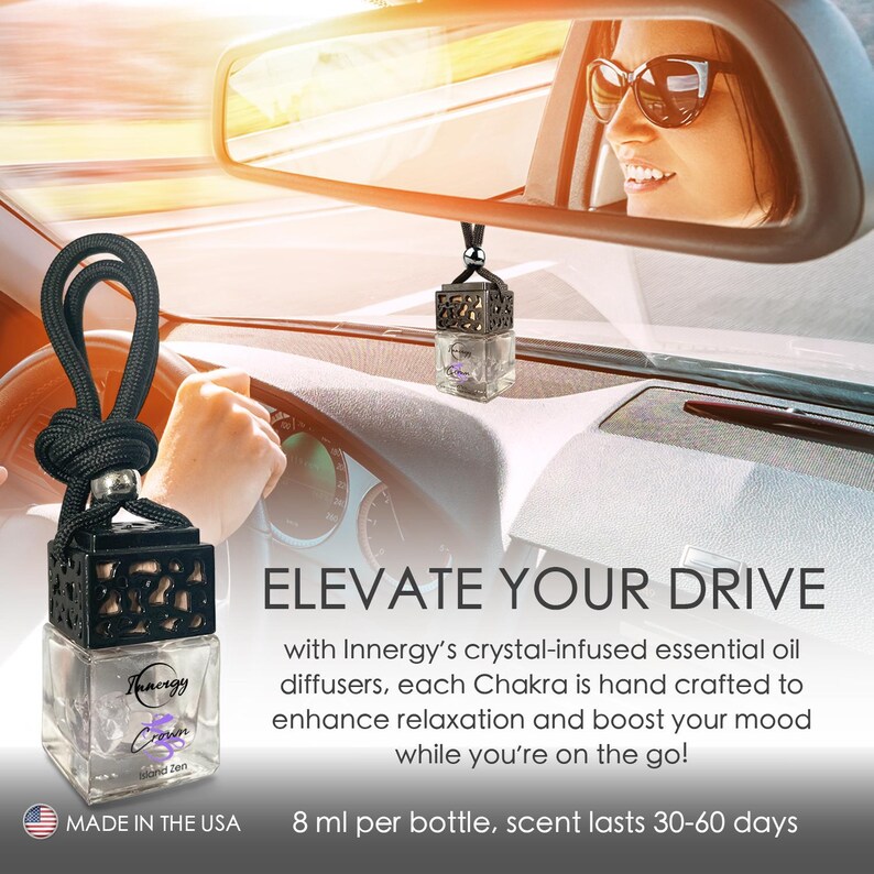 Crown Chakra Crystal-enhanced Oil Diffuser, Hanging Car Air Fresheners ...