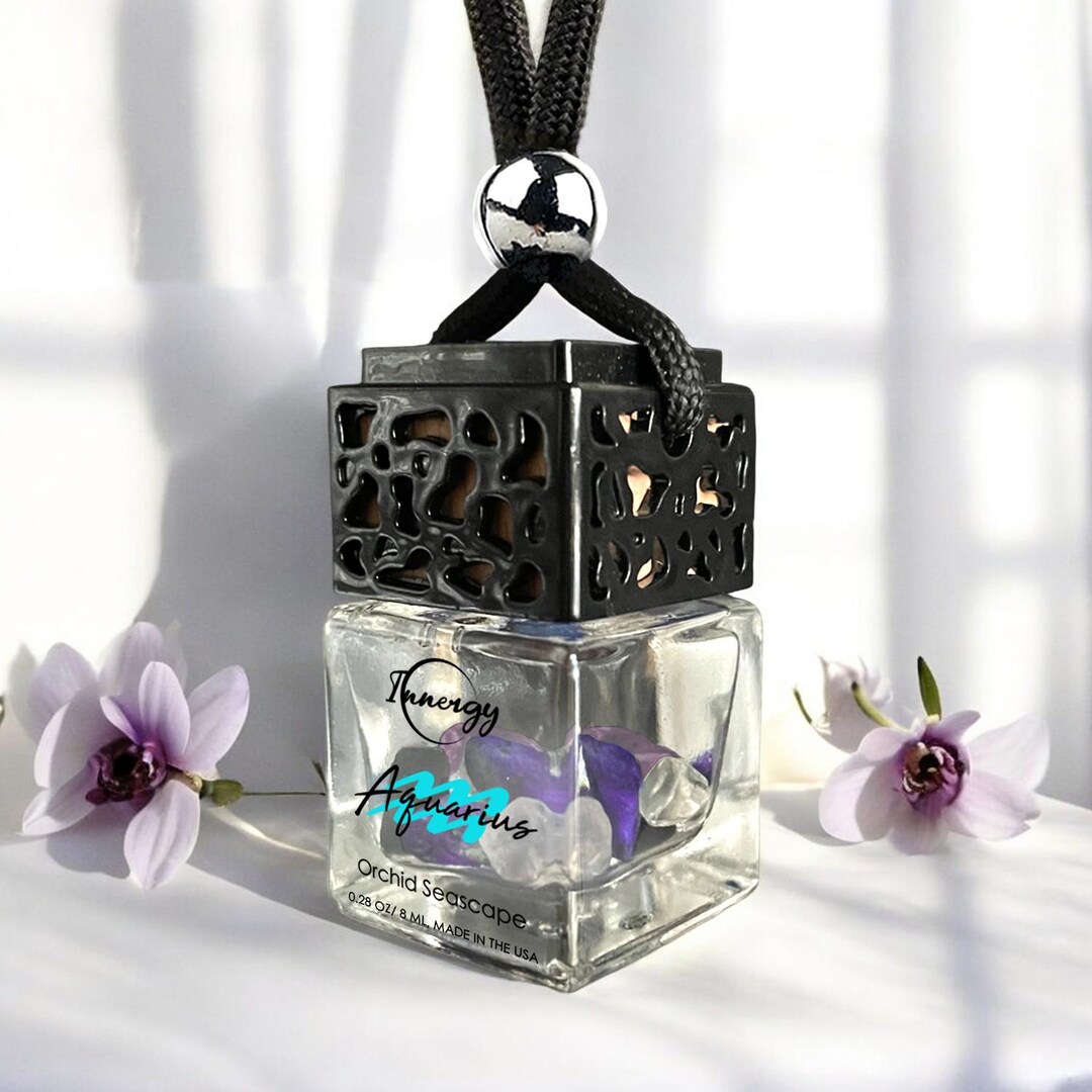 Aquarius Zodiac Crystal-enhanced Oil Diffuser, Hanging Car Air Freshener, Orchid Seascape Scent ...
