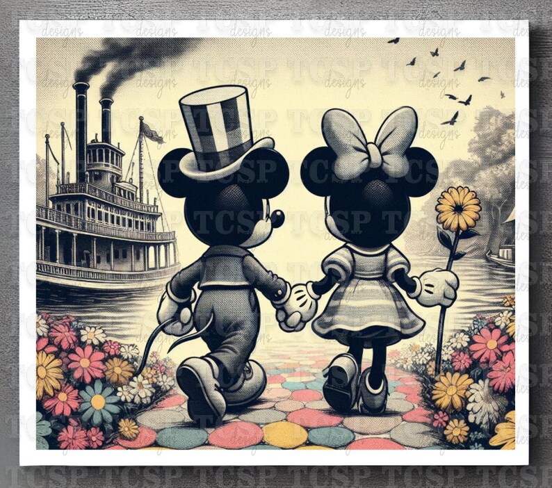 Steamboat Willie Mickey and Minnie Holding Hands Tumbler Wrap - Etsy