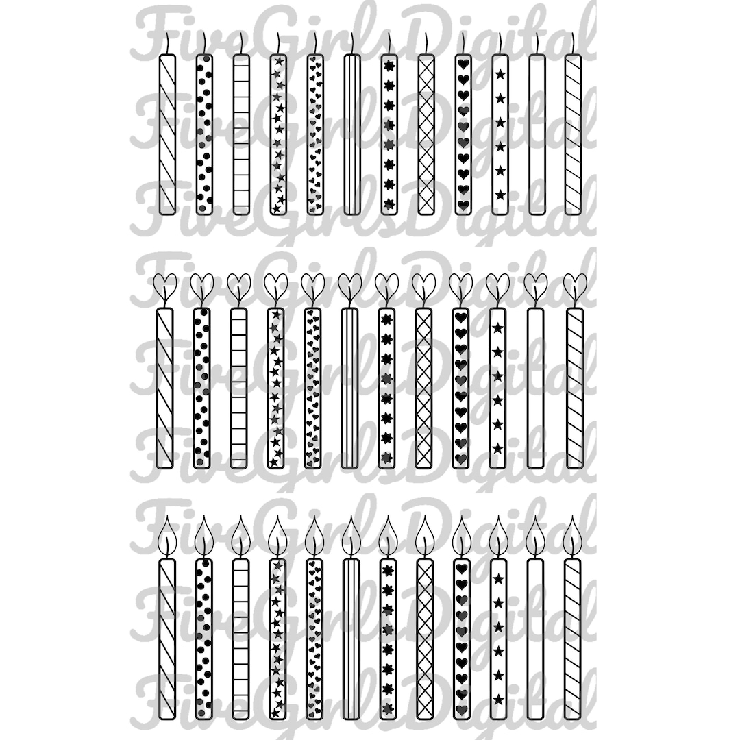 Birthday Candles SVG PNG JPEG Clipart - Instant Digital Download - Etsy