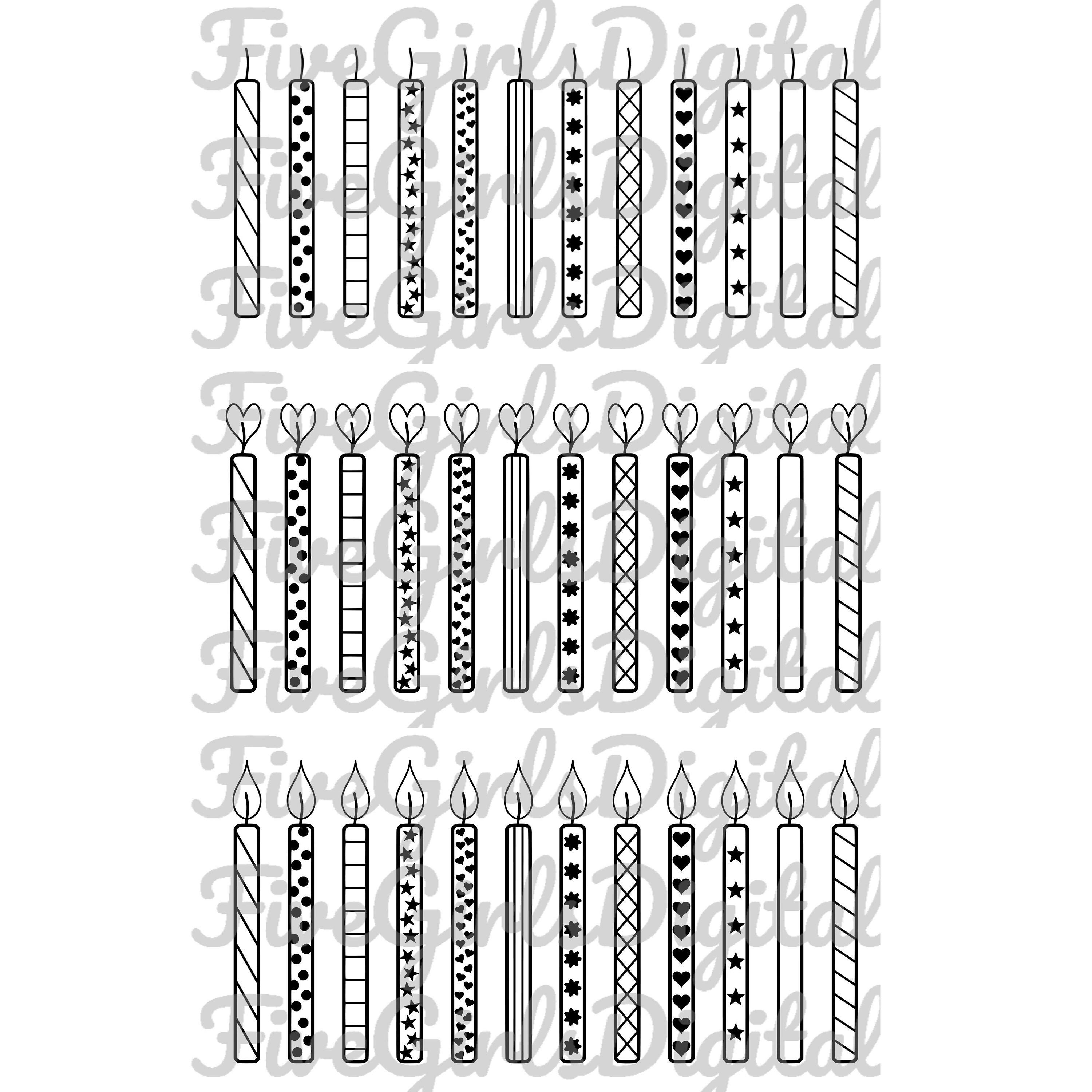Birthday Candles SVG PNG JPEG Clipart - Instant Digital Download - Etsy