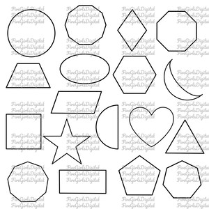 2D and 2D Shapes SVG PNG JPEG Clipart - Instant Digital Download - Etsy