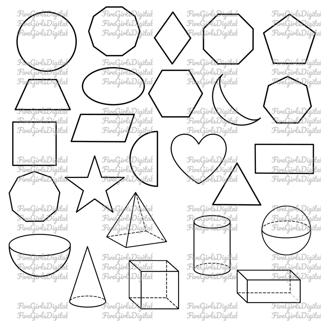 2D and 2D Shapes SVG PNG JPEG Clipart - Instant Digital Download - Etsy
