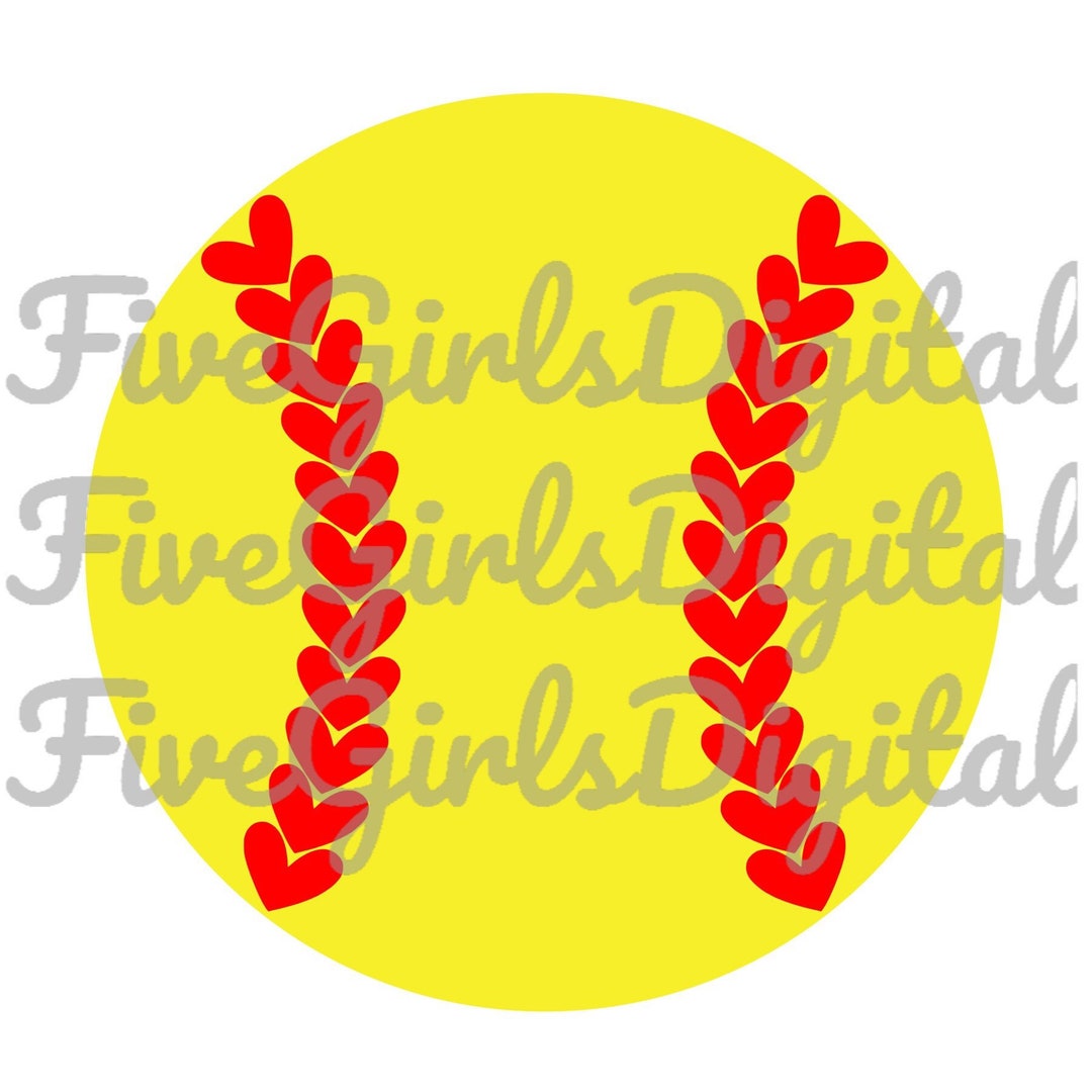 Softball Heart Threads SVG PNG JPEG Clipart - Instant Digital Download ...