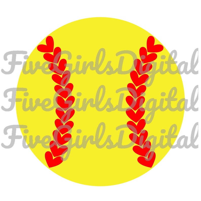 Softball Heart Threads SVG PNG JPEG Clipart - Instant Digital Download ...