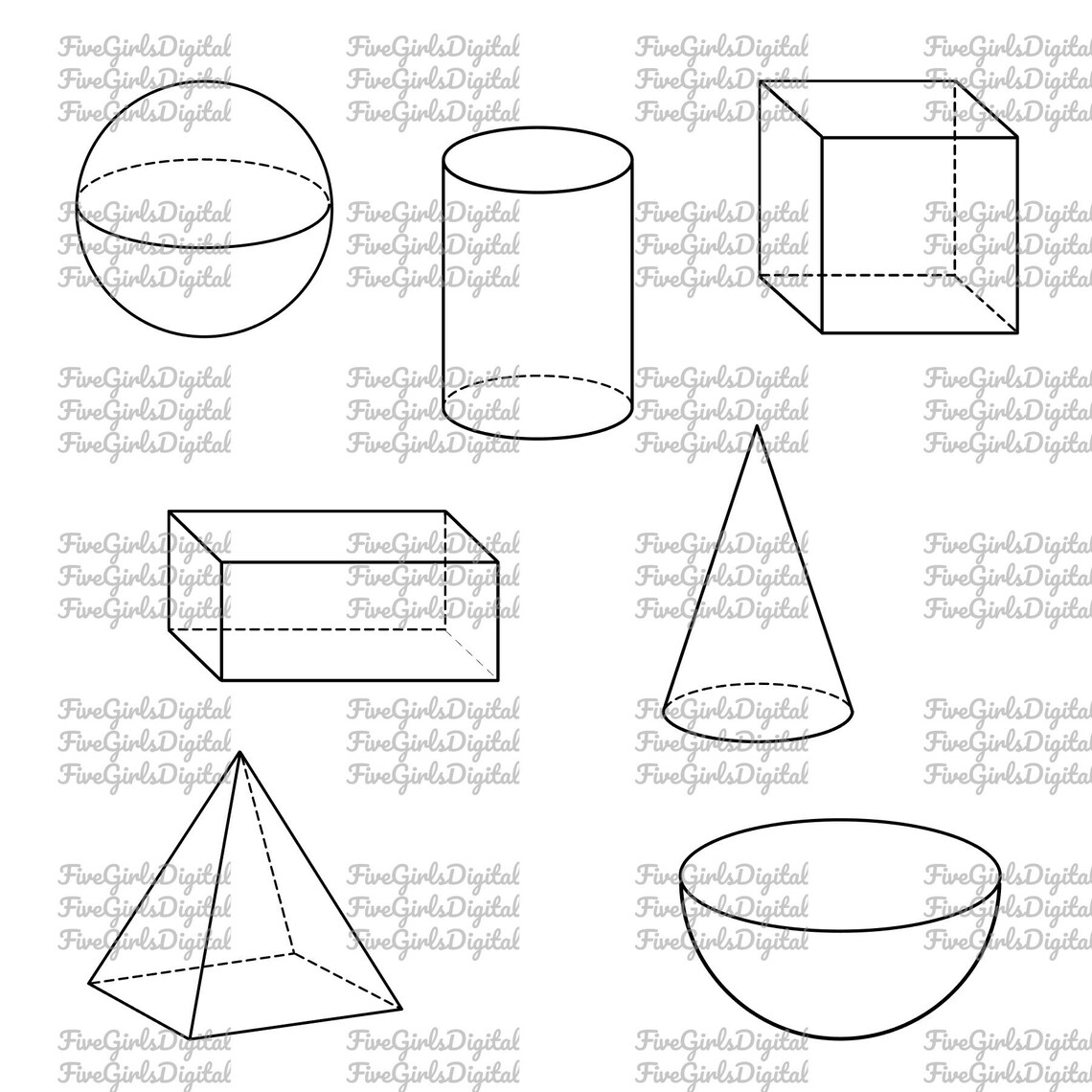 2D and 2D Shapes SVG PNG JPEG Clipart - Instant Digital Download - Etsy