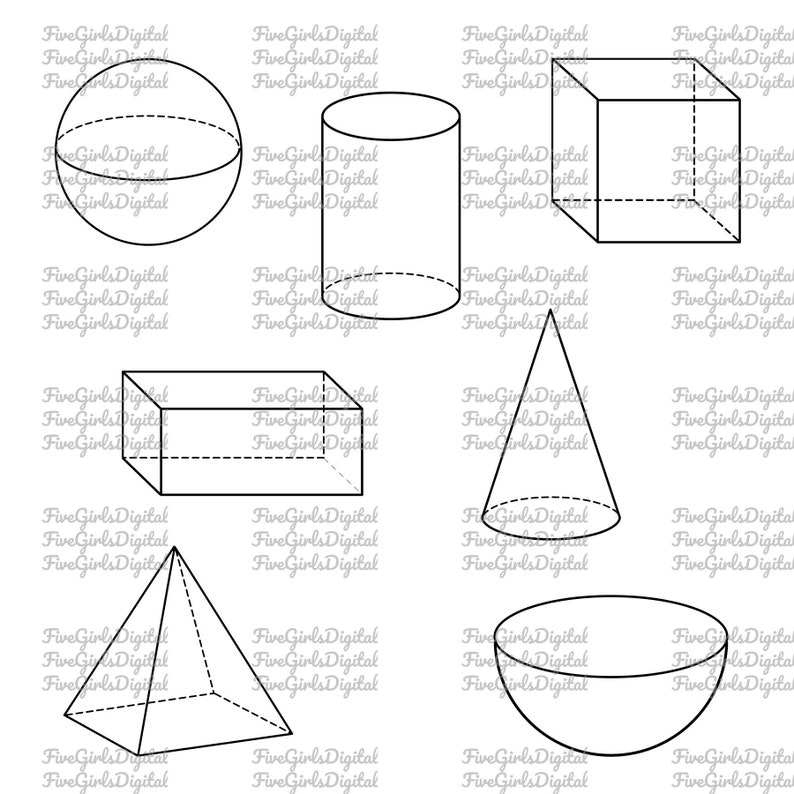 2D and 2D Shapes SVG PNG JPEG Clipart - Instant Digital Download - Etsy